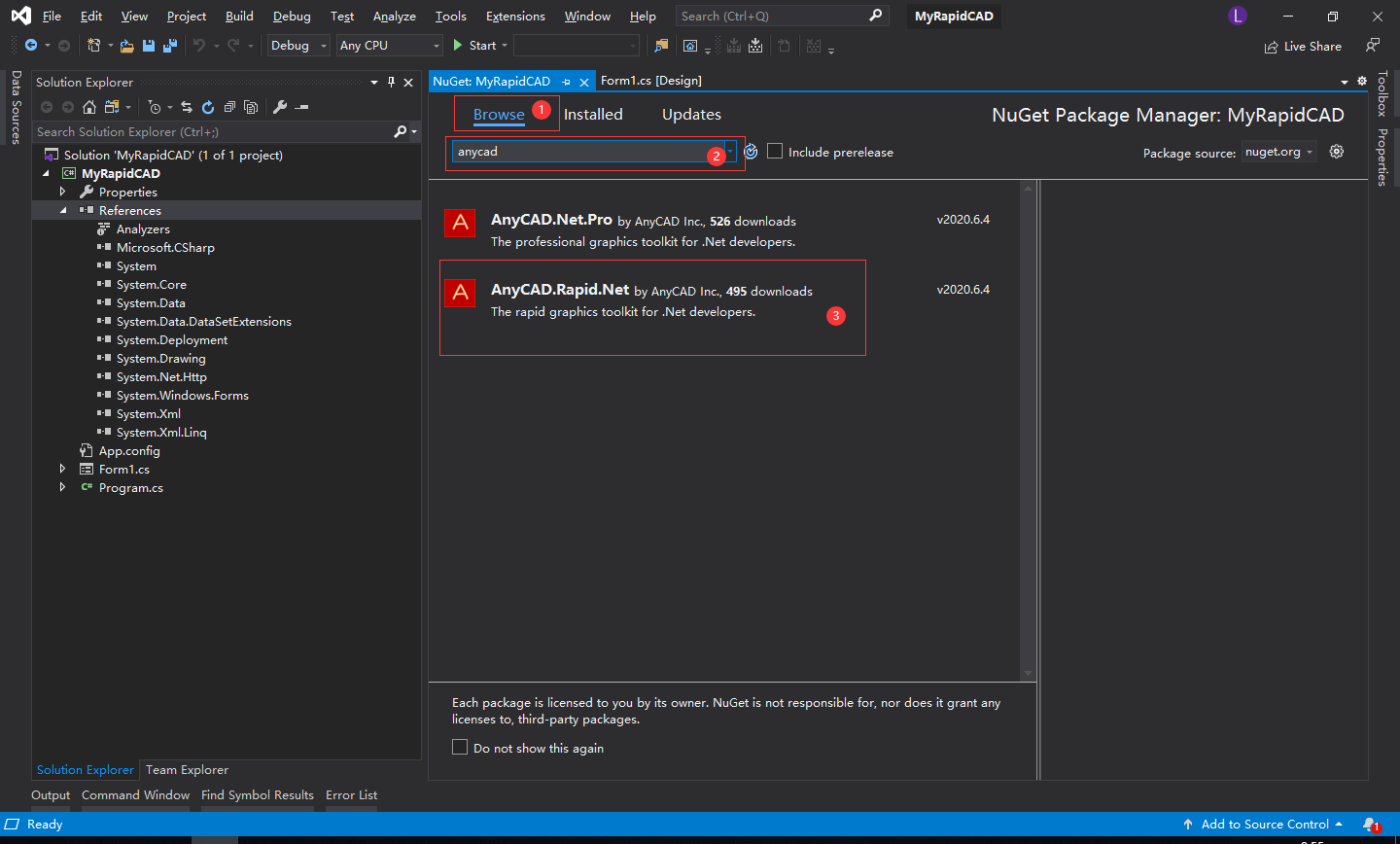 环境搭建-.NET4 | AnyCAD图形平台
